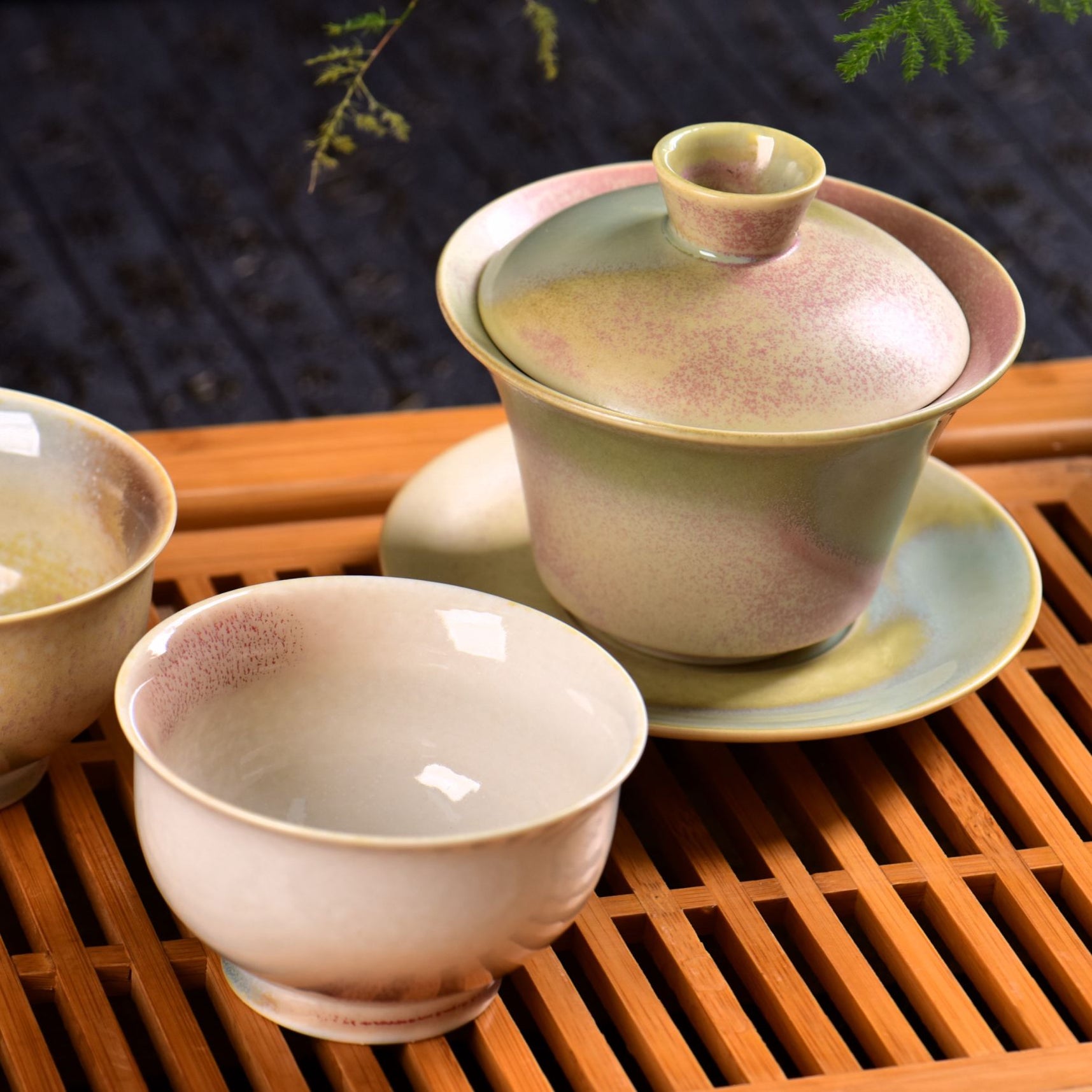 Pretty in Pastel Gaiwan Cups and Strainer Yunnan Sourcing Tea Shop