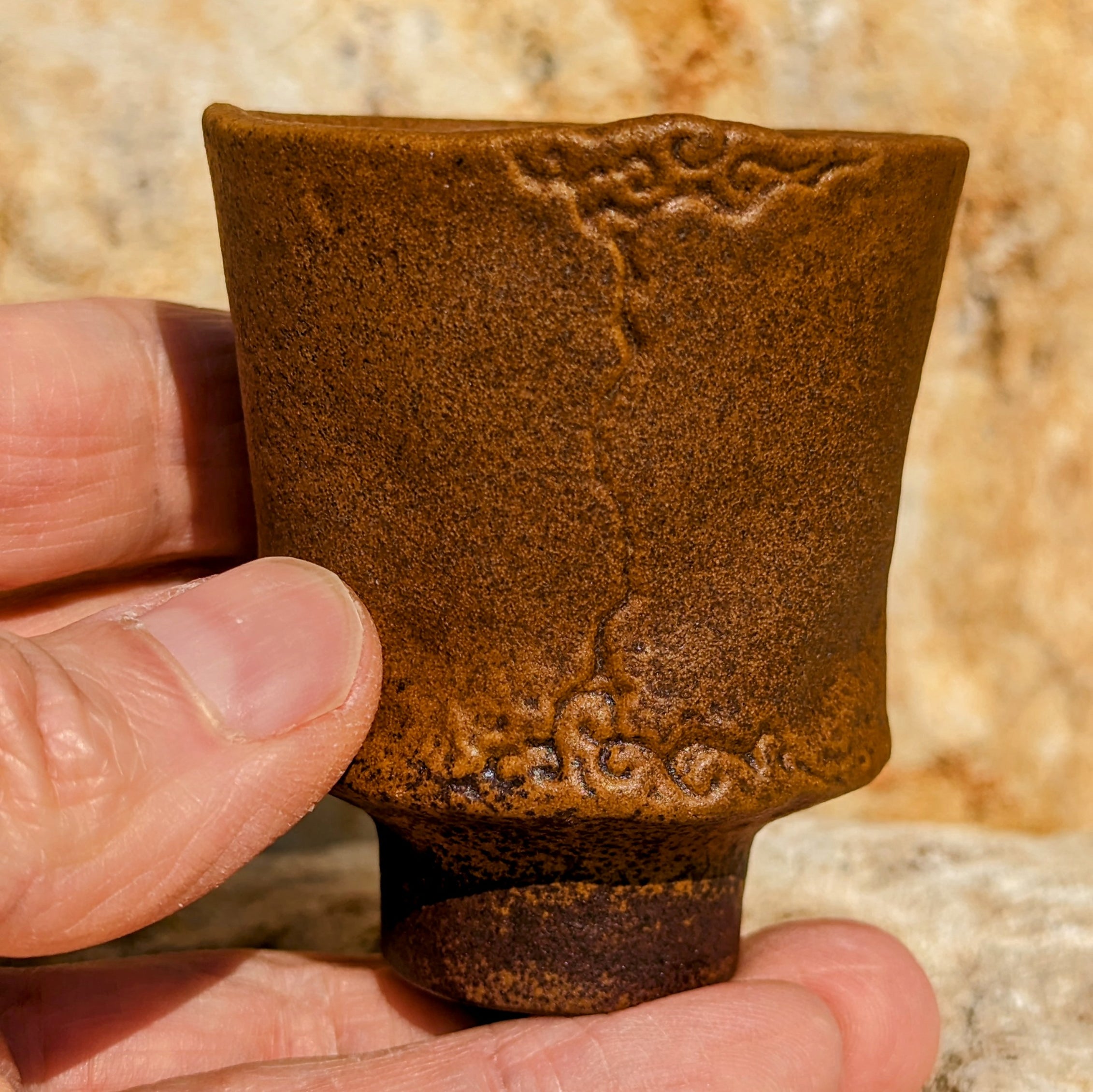 Archaic Ruyi Chalice Wood-Fired Kiln Clay Tea Cup Yunnan Sourcing Tea Shop