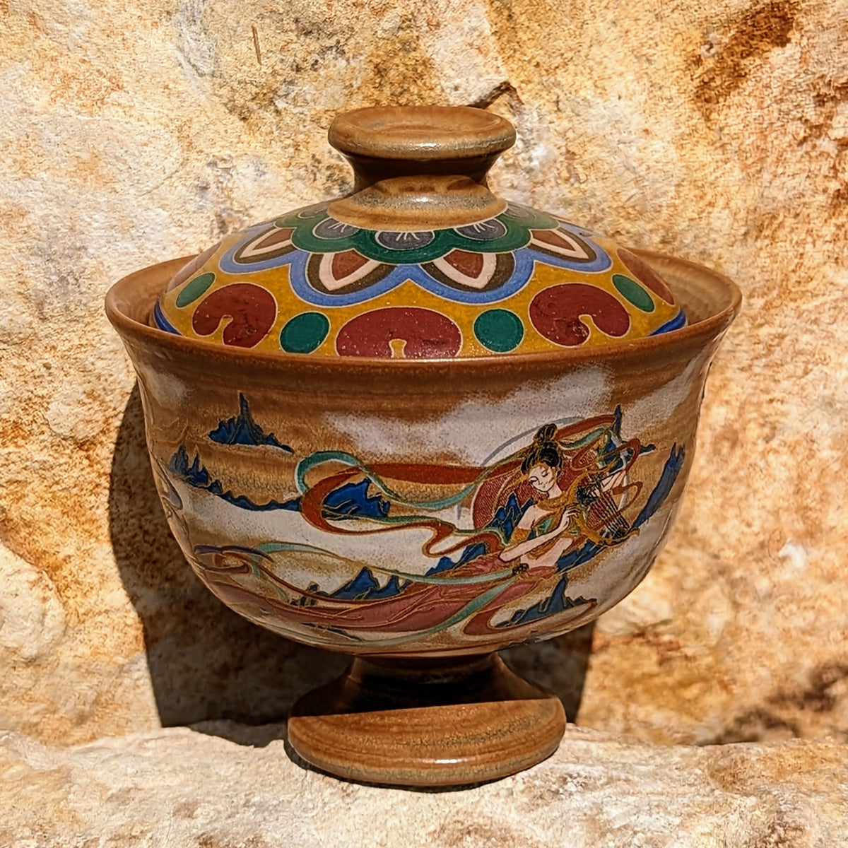 Pipa and Harp Players Dunhuang Style Gaiwan Yunnan Sourcing Tea Shop