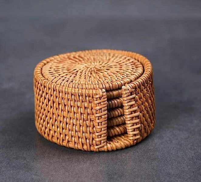 Hand-Woven Grass Coaster Set * Set of 6 Yunnan Sourcing Tea Shop