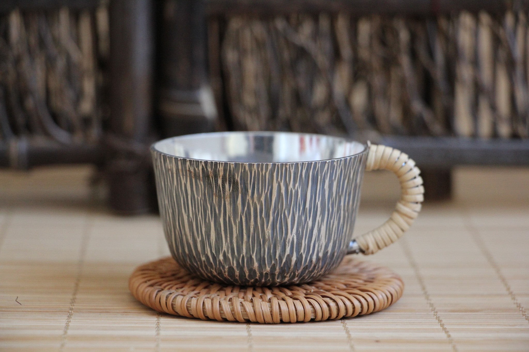 Pure Silver 999 English Style Tea Cup with Handle * 80ml Yunnan ...