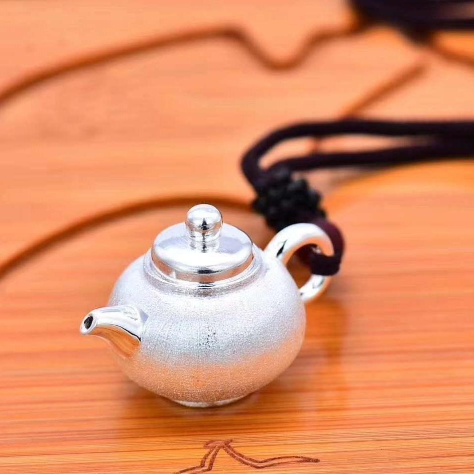 Pure Silver 990 "Miniature Teapot" Pendant Yunnan Sourcing Tea Shop