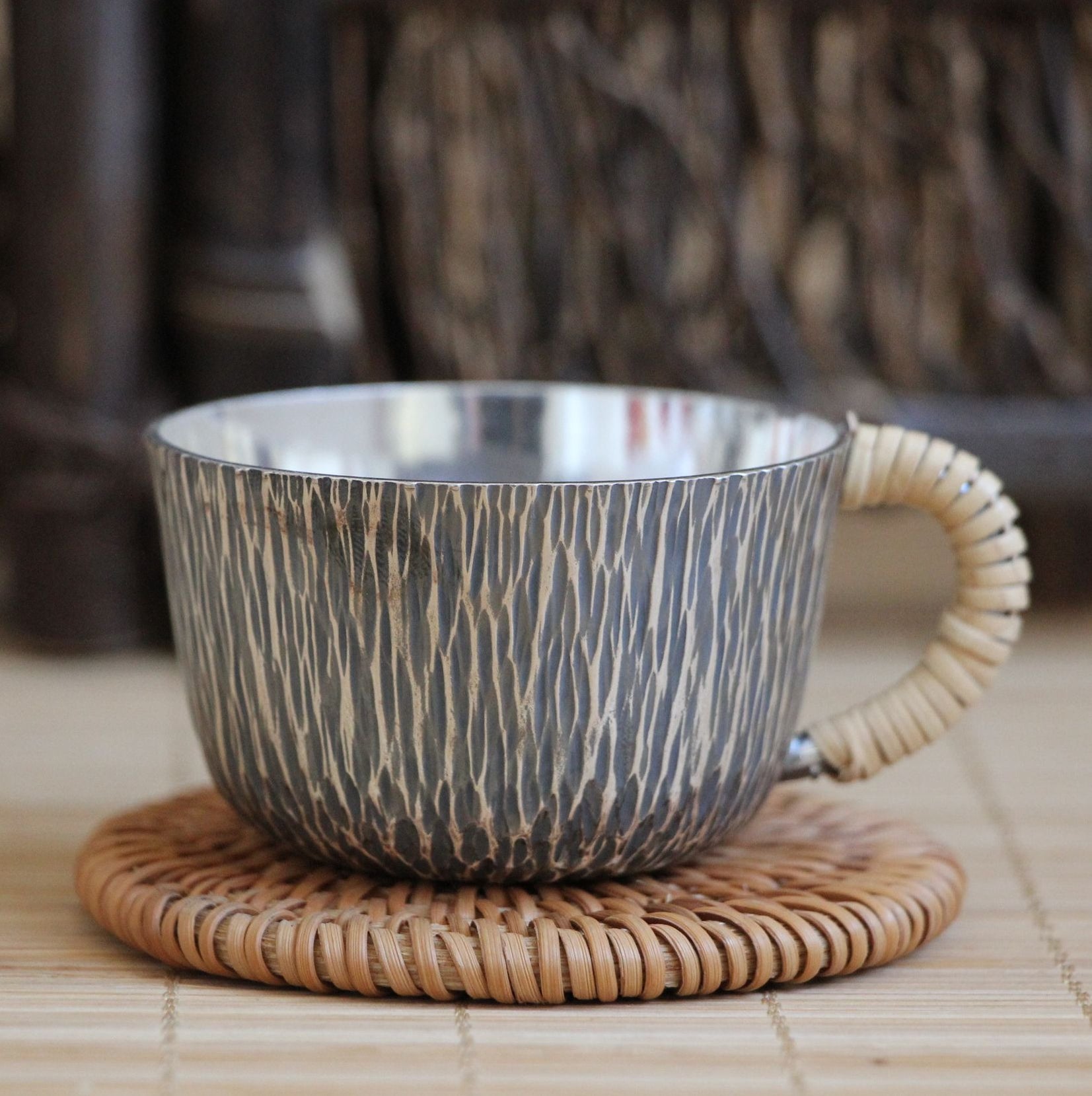 Pure Silver 999 English Style Tea Cup with Handle * 80ml Yunnan ...